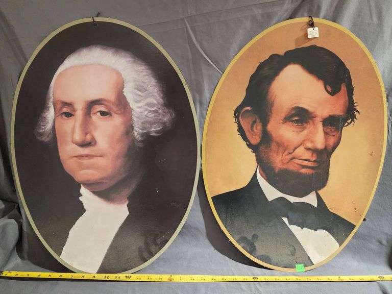 Oval Portrait Prints of George Washington and Abraham Lincoln - Metzger ...