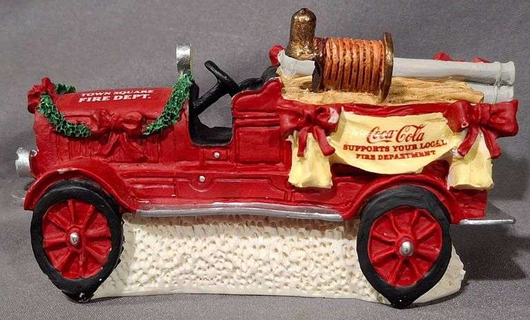 Coca-Cola Town Square Station #14 Fire Truck Figurine With Box ...