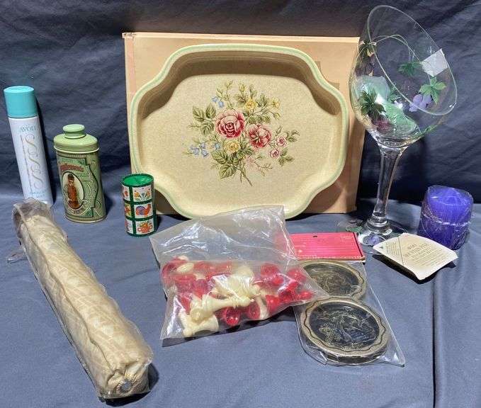 Assorted Household Items Including Decorative Plate, Glassware, and ...