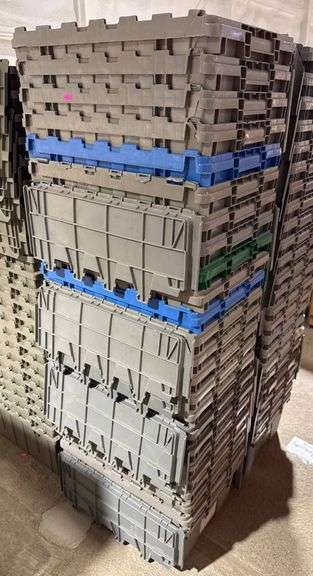 Stackable Gray Plastic Storage Containers with Lids - Metzger Property ...