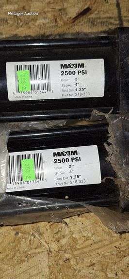Two Maxim Hydraulic Cylinders, 2500 PSI - Metzger Property Services, LLC
