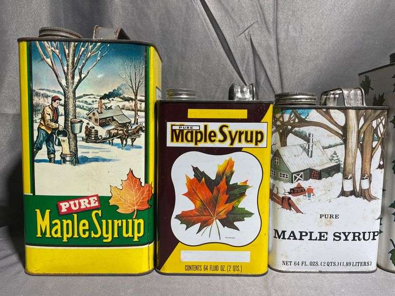 Collection of Five Vintage Maple Syrup Tin Containers - Metzger ...