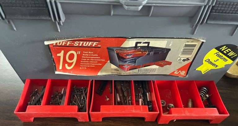 Tuff-Stuff 19-Inch Plastic Tool Box with Integrated Storage and Tools ...