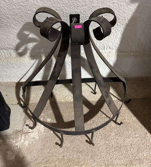 Wrought Iron Hanging Pot Rack with Scrolled Design - Metzger Property ...
