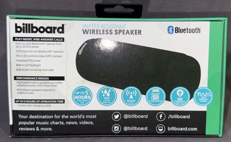 Billboard Bluetooth Wireless Speaker With Water-Resistant Design ...