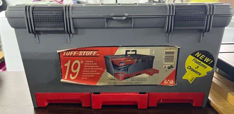 Tuff-Stuff 19-Inch Plastic Tool Box with Integrated Storage and Tools ...