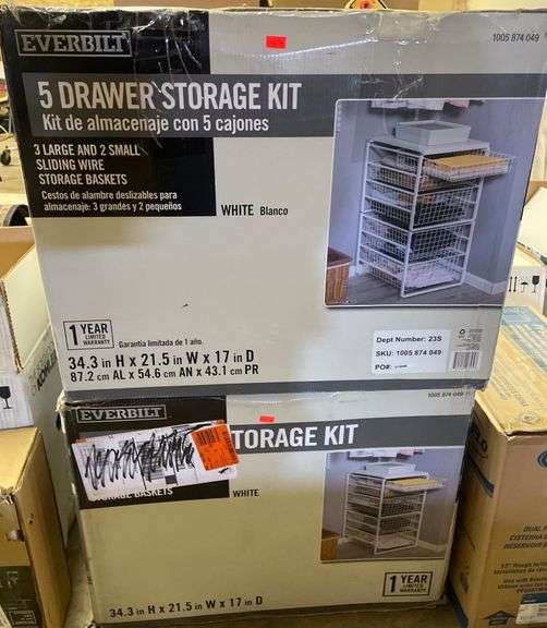 2 Everbilt 5-Drawer Storage Kits with Sliding Wire Baskets in White ...