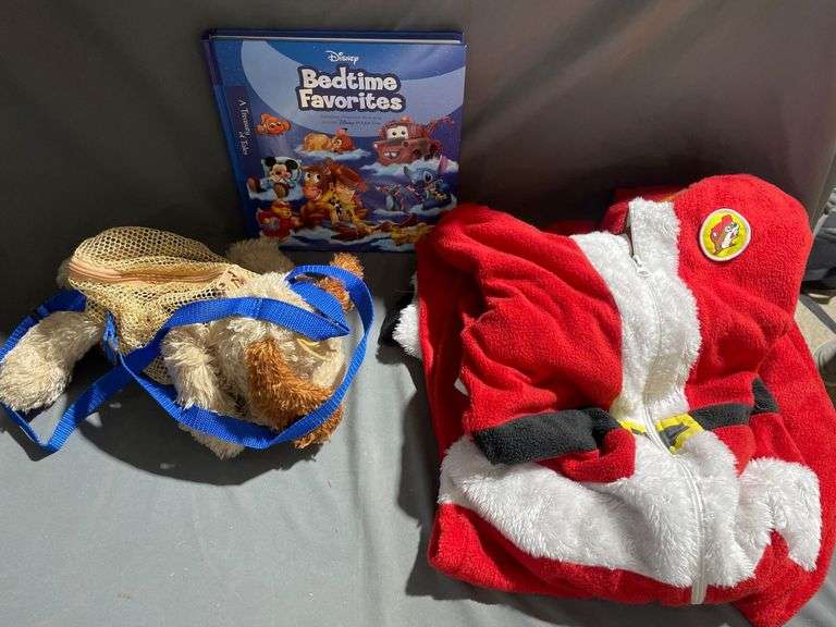 Disney Bedtime Storybook, Plush Backpack and Buc-ee’s Santa Suit ...
