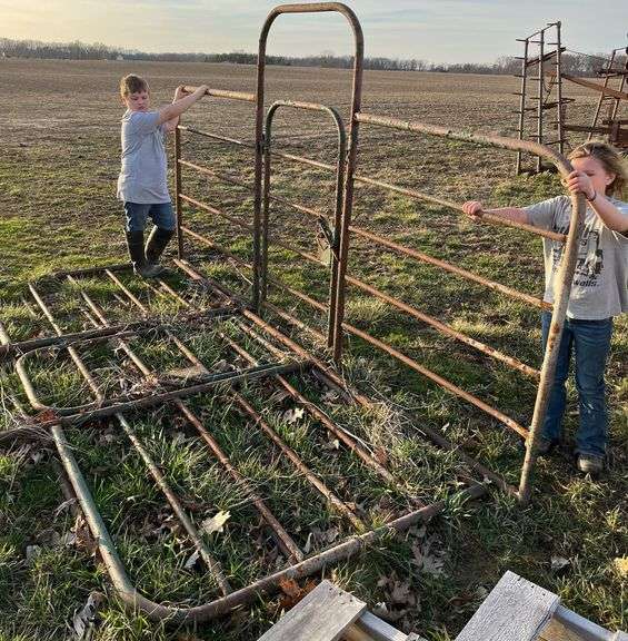 Gates w/walk thru gate. 11ft 1” long, heavy gates: sold your bid x3 ...