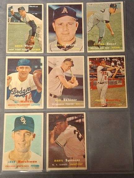1957 Topps Baseball Cards Featuring Various Players - Metzger Property ...