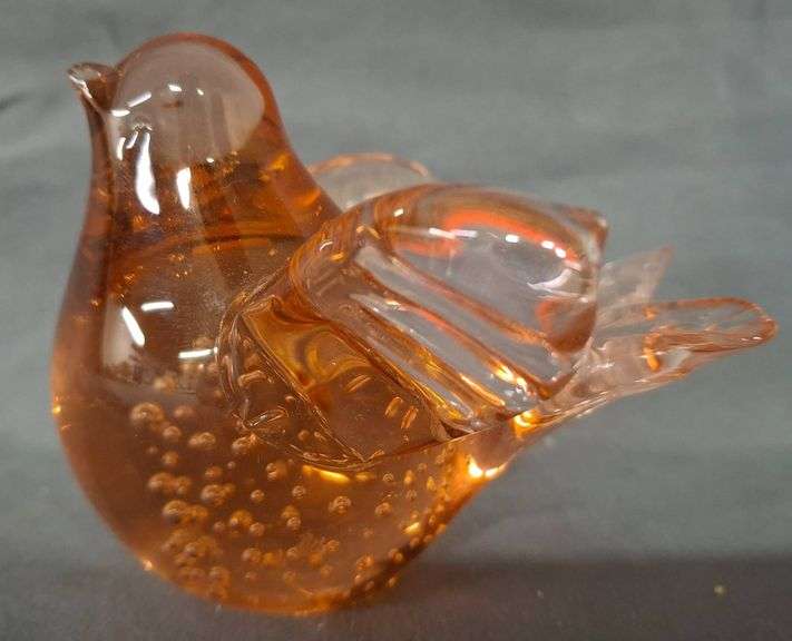 Enesco Amber Glass Bird Figurine with Controlled Bubble Design ...