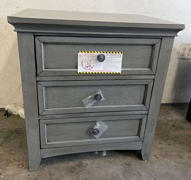 Three-Drawer Gray Finished Side Table with Dimensions 27x20x30 ...