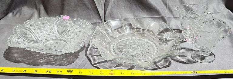 Set of Clear Pressed and Etched Glass Tableware - Metzger Property ...