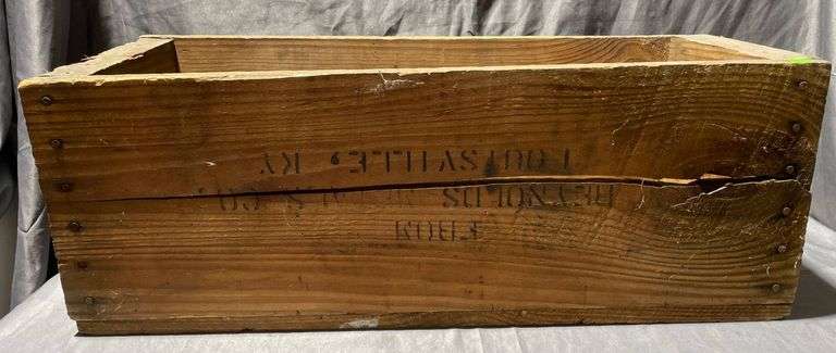 Rectangular Wood Storage Crate with Printed Text - Metzger Property ...