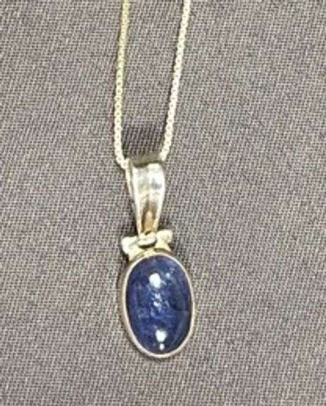 Oval Iolite( 1 Ct) and .925 Silver Pendant on 16 inch .925 Silver Chain ...