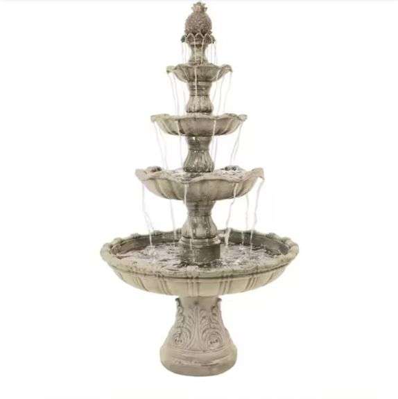 Sunnydaze 80 in. 4-Tier Electric Powered Grand Courtyard Fountain in ...