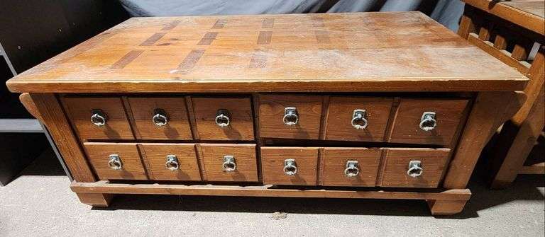 Rectangular Table With Multiple Drawers and Metal Handles - Metzger ...