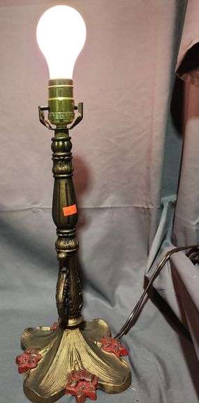 Gold Colored Cast Iron Table Lamp (no shade)(Works)16" H - Metzger ...