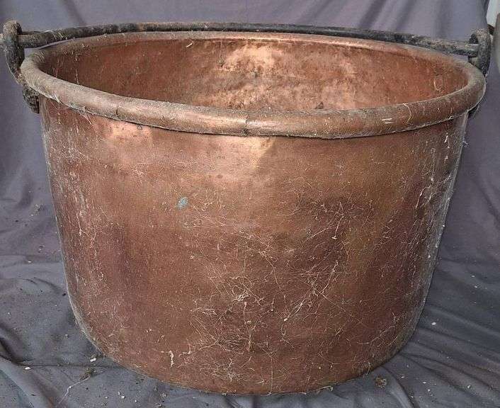 Copper Kettle Cauldron with Iron Handles, 24″ Diameter, 16″ Height ...