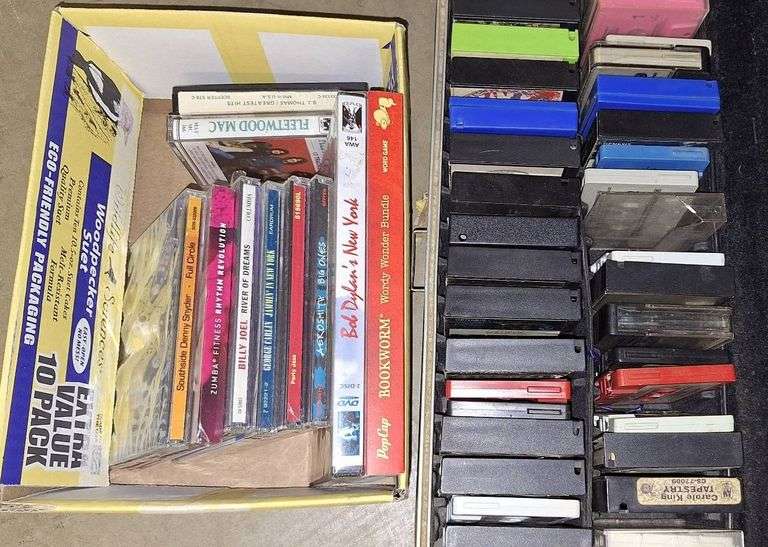 Cds and Empty Cassette Cases with Storage Box and Carrying Case ...