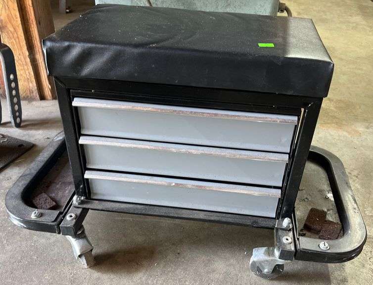 Rolling Workshop Stool with Storage Drawers - Metzger Property Services ...
