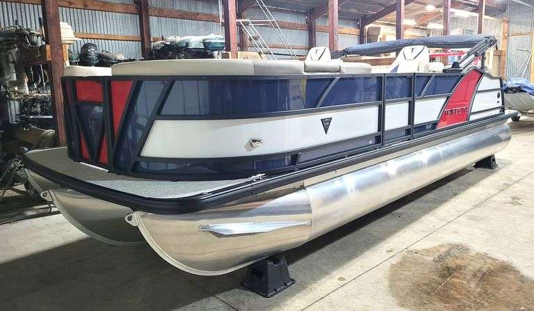 NEW 2024 Red, White & Blue Trifecta Boat w/ 200 HP Mercury Motor, Black Out Trim Package, Power ...
