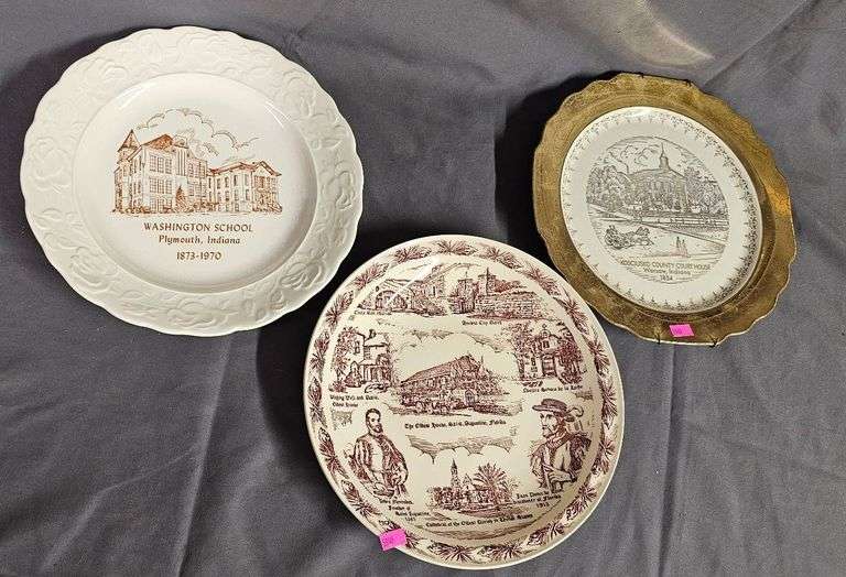 Three Commemorative Plates Featuring Historical Landmarks - Metzger ...