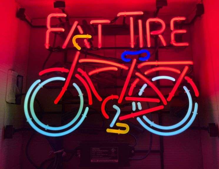 Fat Tire Neon Bar Sign With Bicycle Design - Metzger Property Services, LLC