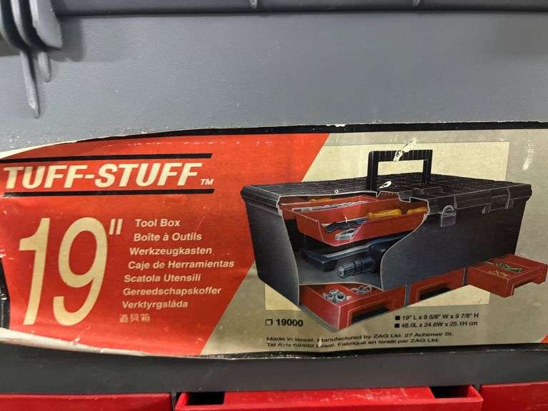 Tuff-Stuff 19-Inch Plastic Tool Box with Integrated Storage and Tools ...