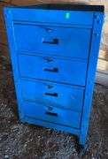 Blue Metal Storage Cabinet with Four Drawers on Casters - Metzger ...