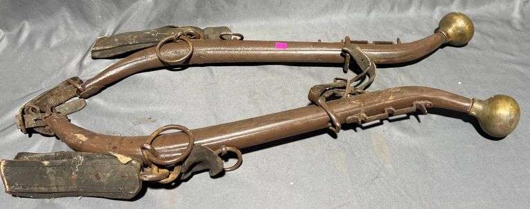 Pair of Iron Horse Hames with Brass Knobs and Leather Straps - Metzger ...