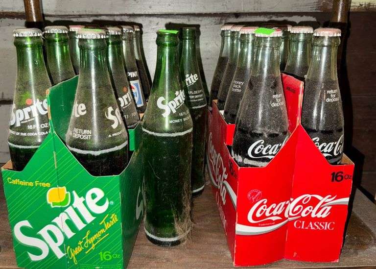 Set of Sprite and Coca-Cola 16 oz Glass Bottles in Original Packaging ...