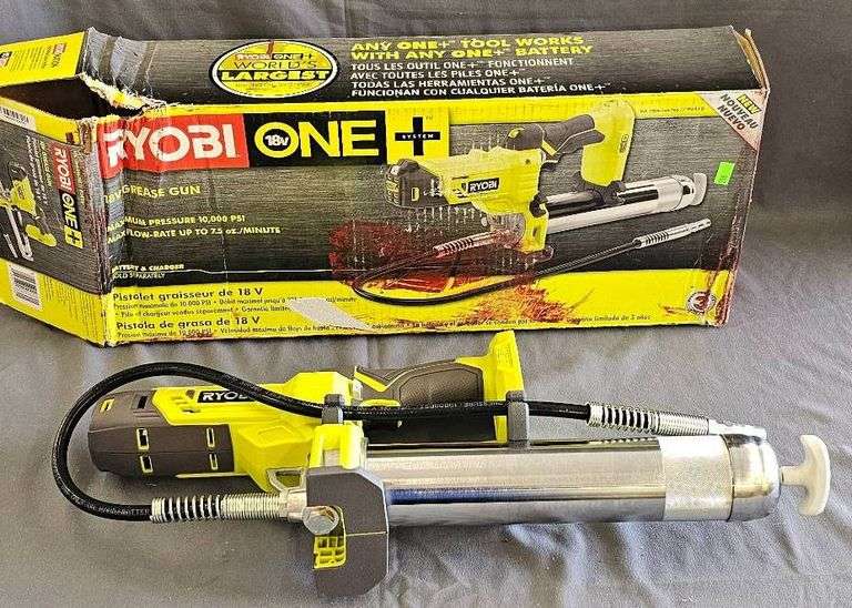 Ryobi ONE+ 18V Cordless Grease Gun with 2-in-1 Pivoting Fixed Line and ...