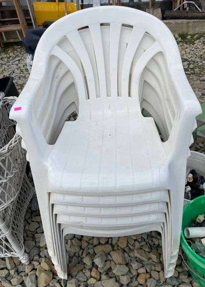 Set of Stackable White Plastic Patio Chairs - Metzger Property Services ...