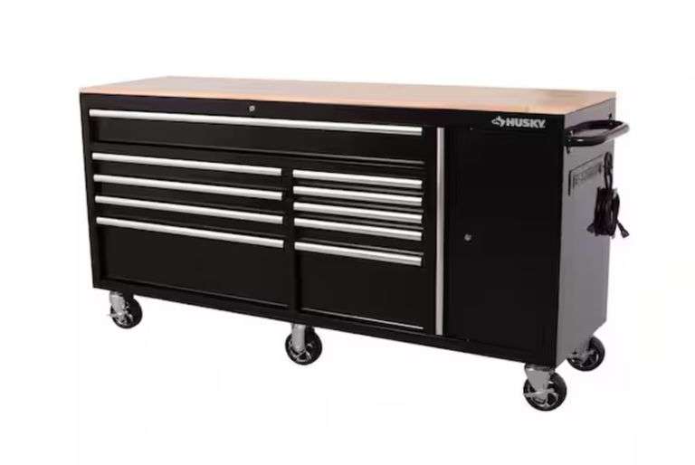 Husky Standard Duty 72 in. W x 20 in. D 10-Drawer Black Mobile ...