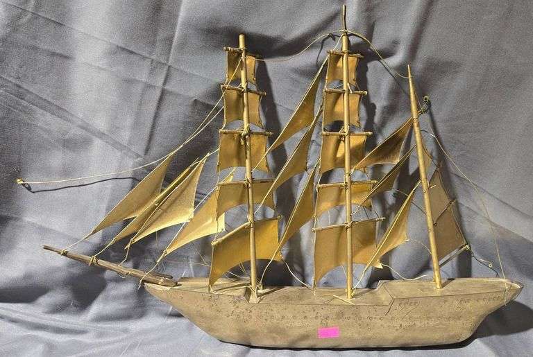 Metal and Brass Sailing Ship Sculpture with metal Sails 12″ x 14 ...