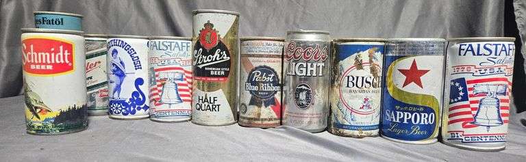 Empty Beer Cans Featuring Various Brands and Designs - Metzger Property ...