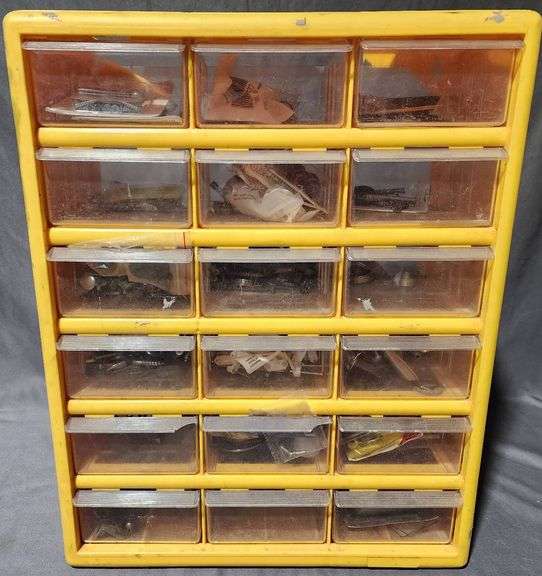 Plastic Storage Cabinet with 18 Compartments and Hardware Contents ...
