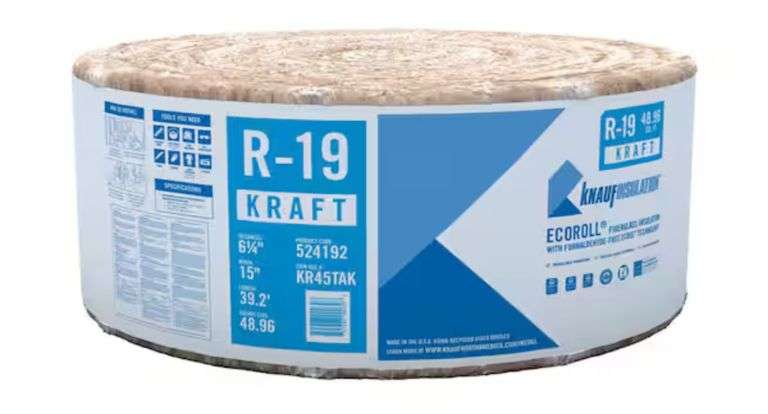 Knauf Insulation R-19 EcoRoll Kraft Faced Fiberglass Insulation Roll 15 ...