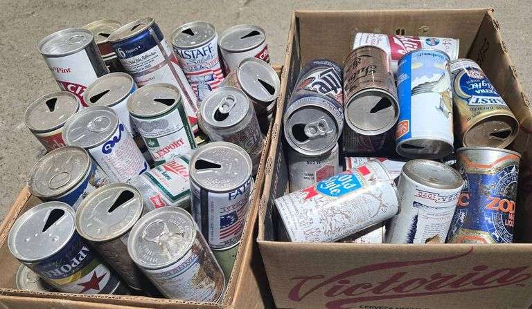 Empty Beer Cans Featuring Various Brands and Designs - Metzger Property ...