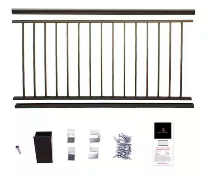 2-Aria Railing 36 in. x 91.31 in. Bronze Powder Coated Aluminum ...