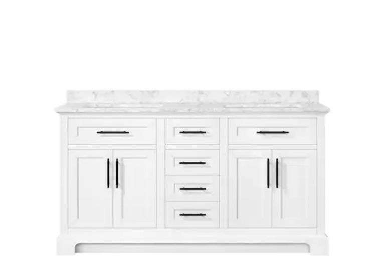 Home Decorators Collection Doveton 60 in. Double Sink Freestanding ...