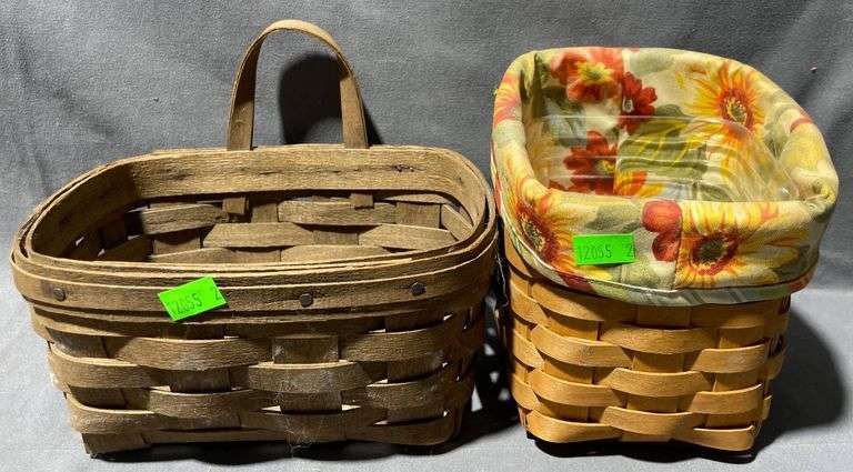Two Longaberger Handmade Baskets - One with Floral Insert Included ...