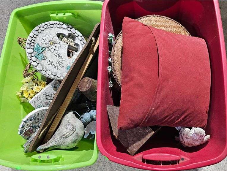 Garden Decor and Wall Plaques in Storage Bins - Metzger Property ...