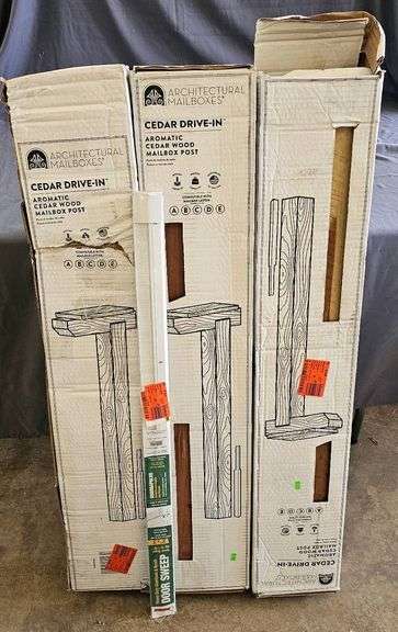 Three Architectural Mailboxes Cedar Drive-In Mailbox Posts with Door ...