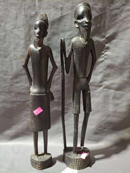 Hand-Carved Kenyan Figures, Pair, 14.5″-15″ - Metzger Property Services ...