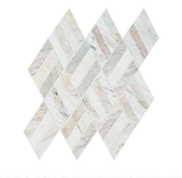 4- MSI Angora Rhombus 11 in. x 13 in. x 0.38 in. Polished Marble Mesh ...