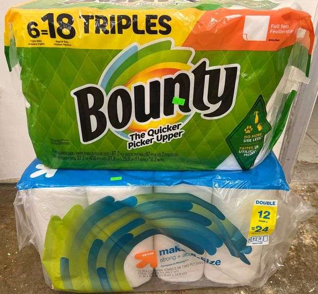Bounty 6-Pack Triple Rolls and 12-Pack Double Rolls of Paper Towels ...
