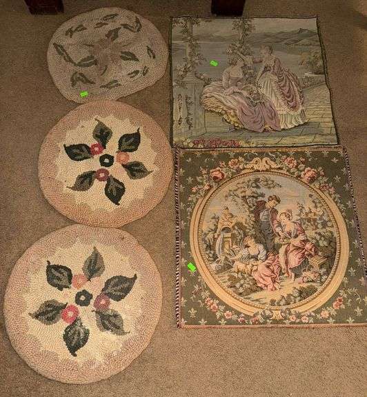 Set of Textile Wall Hangings and Floral Round Mats - Metzger Property ...