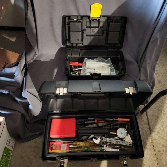 Two Plastic Tool Boxes Containing Various Hand Tools and Repair ...